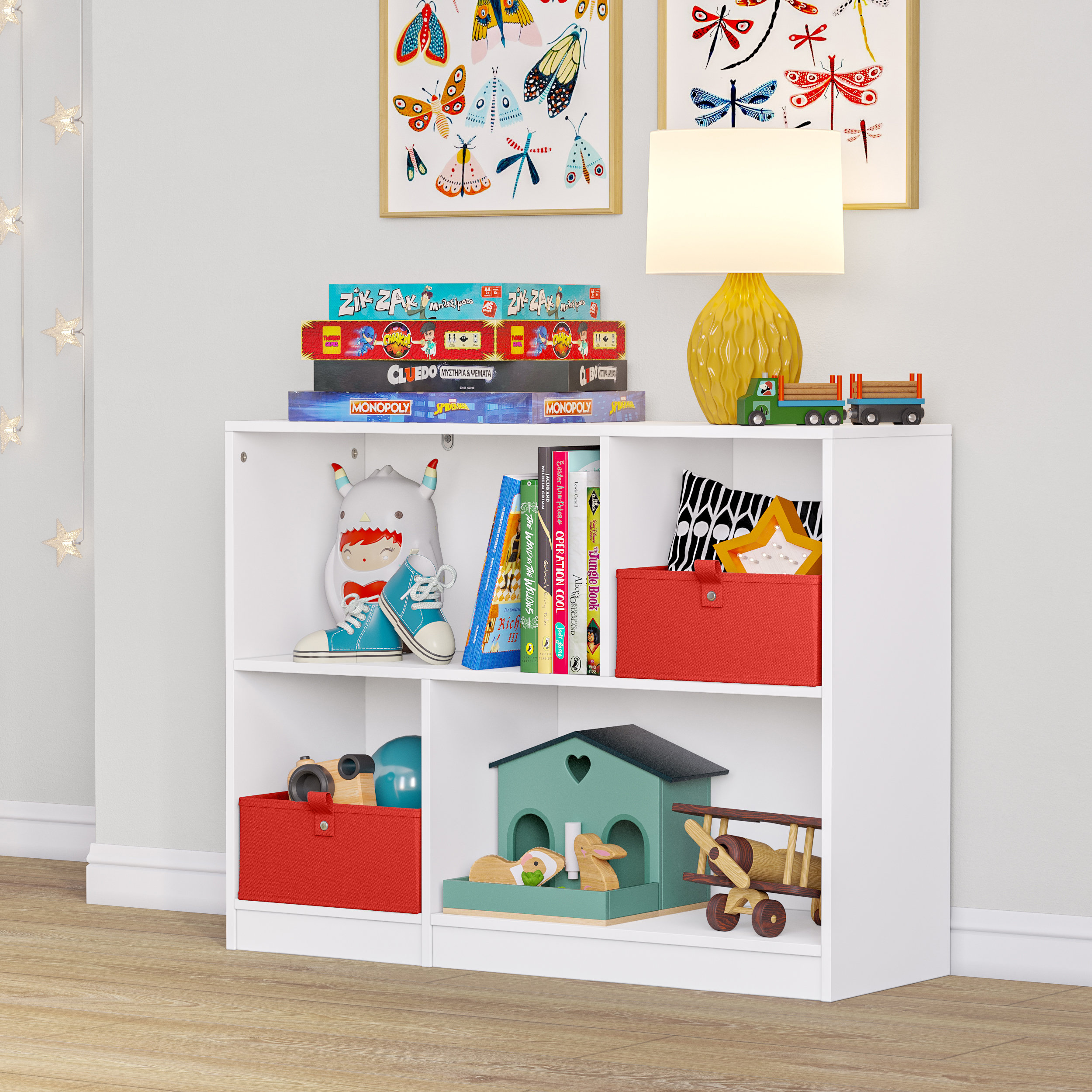 RiverRidge Home RiverRidge Kids Horizontal Bookshelf Toy Organizer with 2 Storage Shelves Cubbies for Playroom Book Storage for Kids White Reviews Wayfair